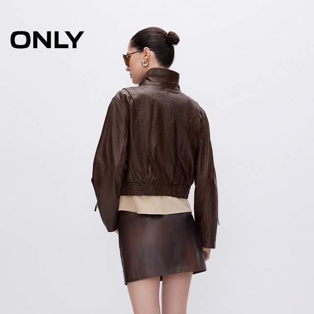 ONLY2025 autumn new retro trend cool lapel short loose leather jacket ...
