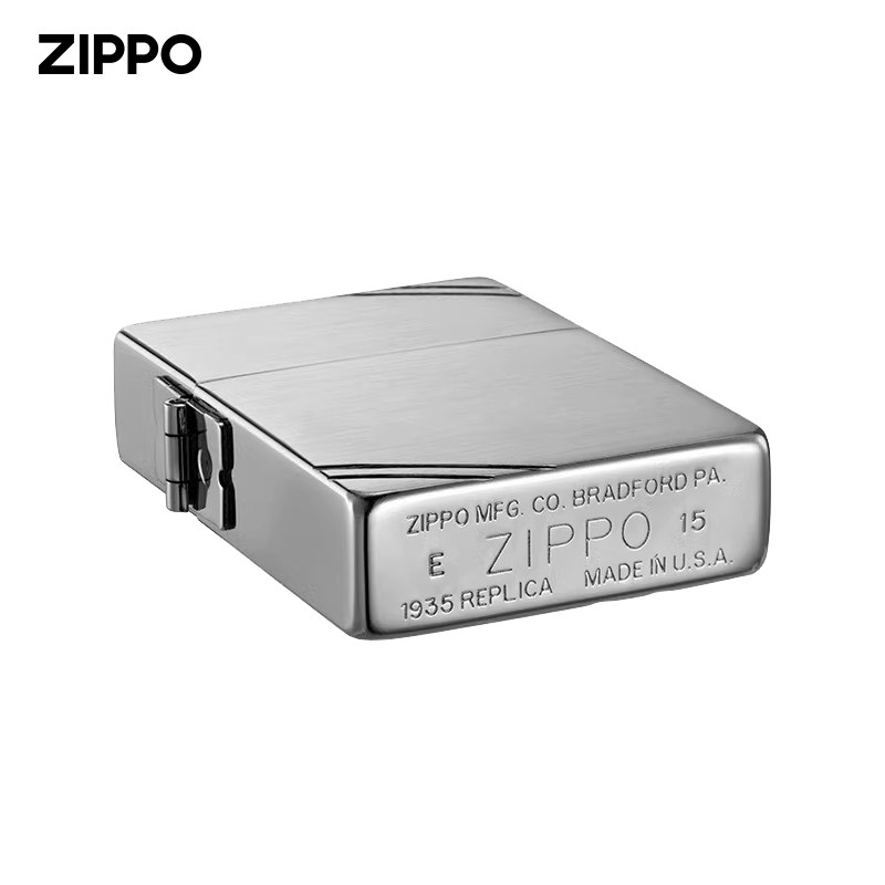 ZIPPO官方旗舰店打火机美版原版在册切角拉丝1935复刻机收藏送礼_虎窝淘