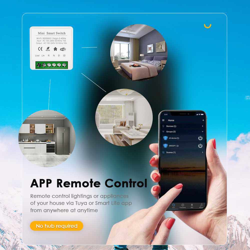 16A Mini Wifi DIY Smart Switch Two Way Control Smartlife APP_虎窝淘