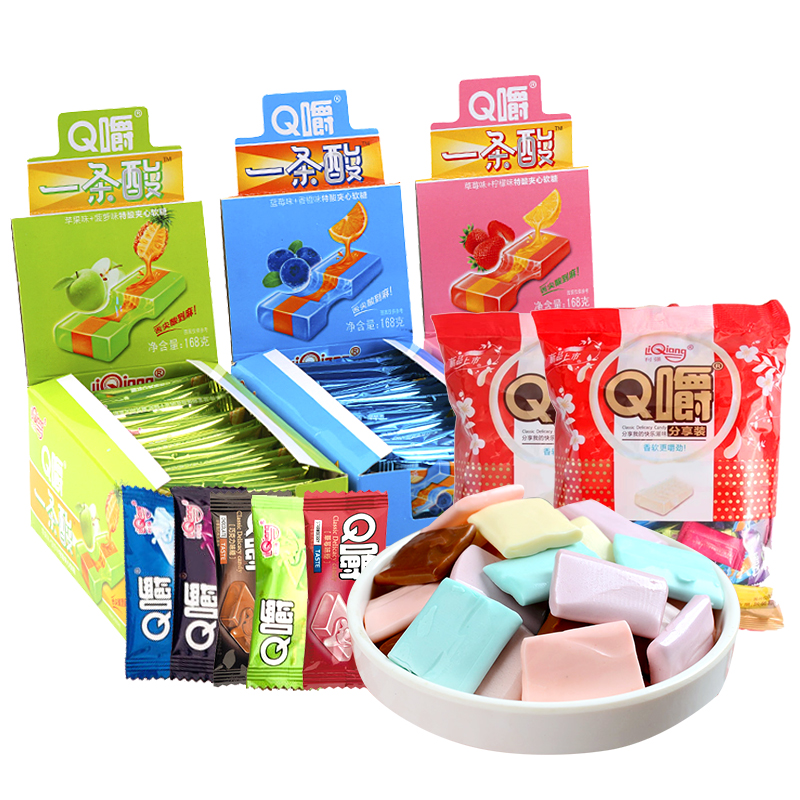 Q嚼软糖水果味酸奶qq糖8090怀旧年货吃货零食小吃休闲食品大礼包_虎窝淘