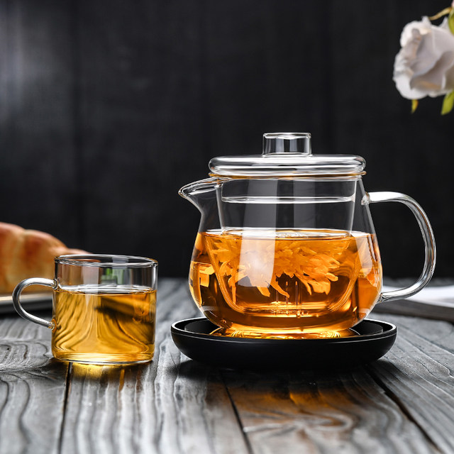 Glass teapot single pot high temperature resistant thickened tea water ...
