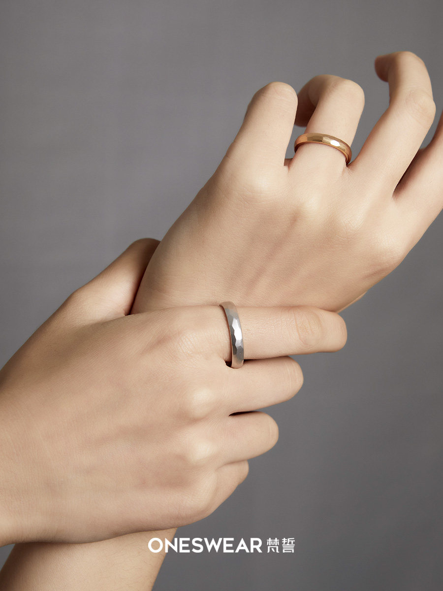 ONE SWEAR/梵誓爱的蜂巢-文艺版18k金铂金pt情侣对戒结婚定制戒指_虎窝淘