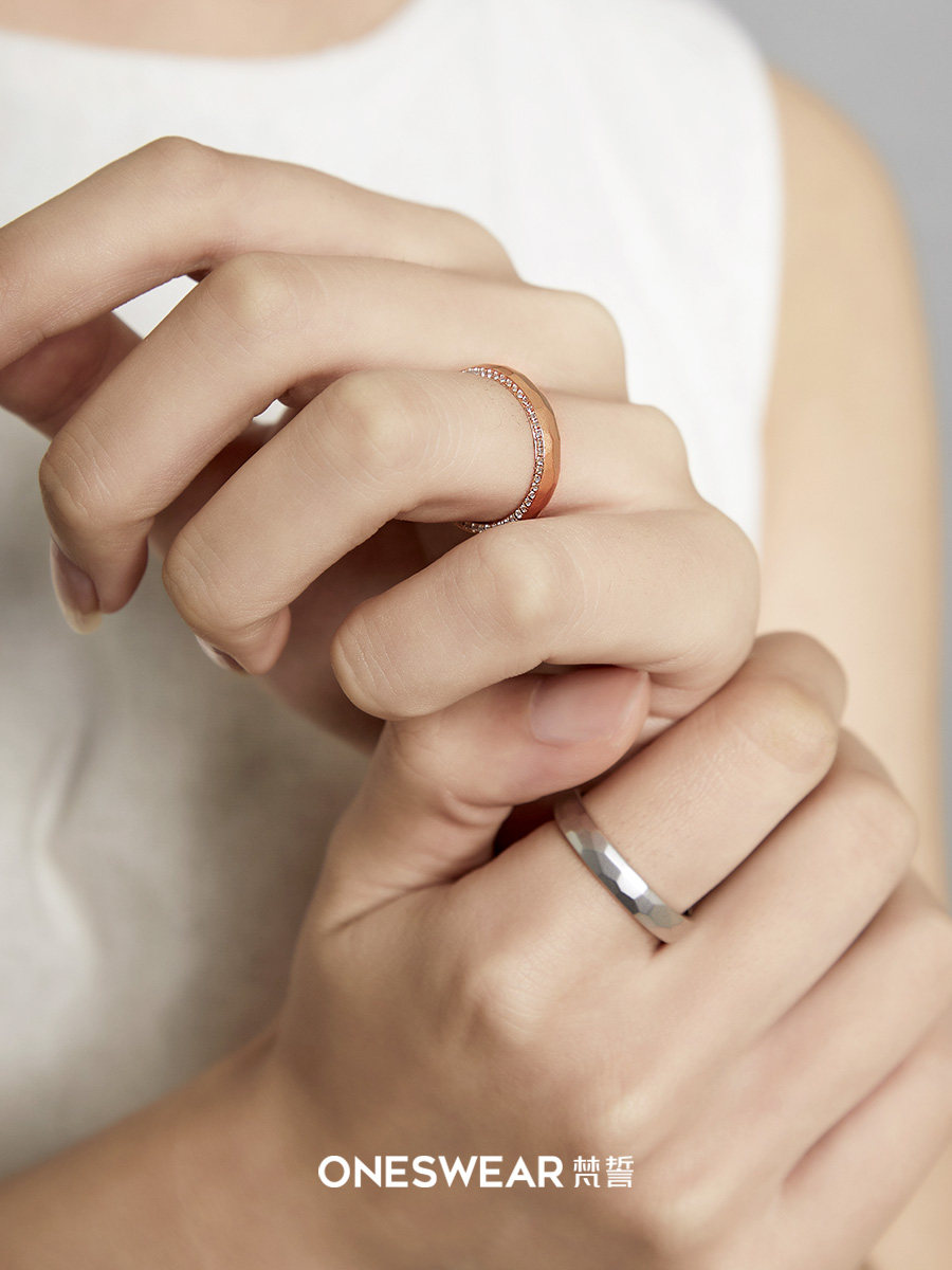 ONE SWEAR/梵誓爱的蜂巢-文艺版18k金铂金pt情侣对戒结婚定制戒指_虎窝淘
