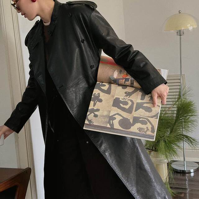 TOP home high -quality French retro 100%goatskin silhouette niche ...