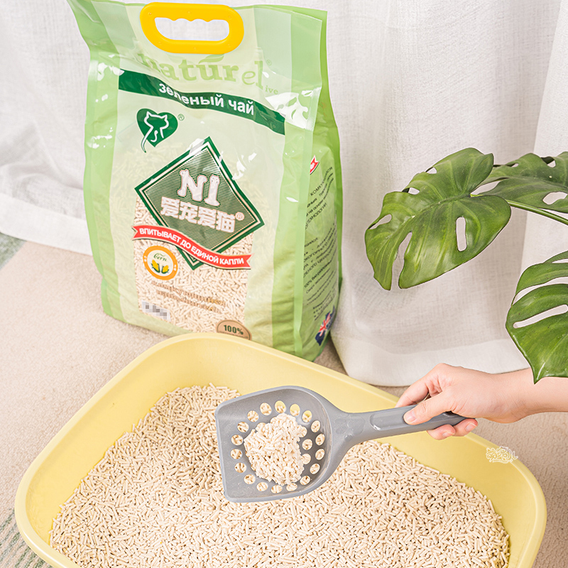 【萌宠儿】N1天然原味/绿茶玉米猫砂除臭结团环保可冲水6.5kg_虎窝淘