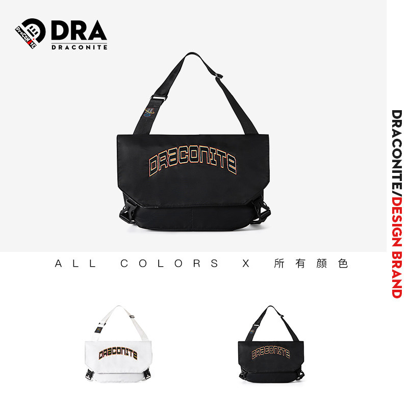 DRACONITE国潮街头风嘻哈单肩包女个性休闲学生帆布斜挎包男12279_虎窝淘