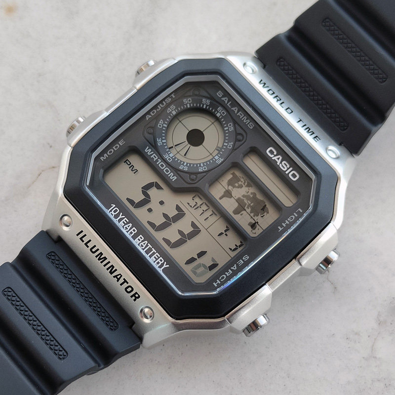 卡西欧手表CASIO AE-1200WH-1C复古多功能运动防水学生树脂电子表_虎窝淘