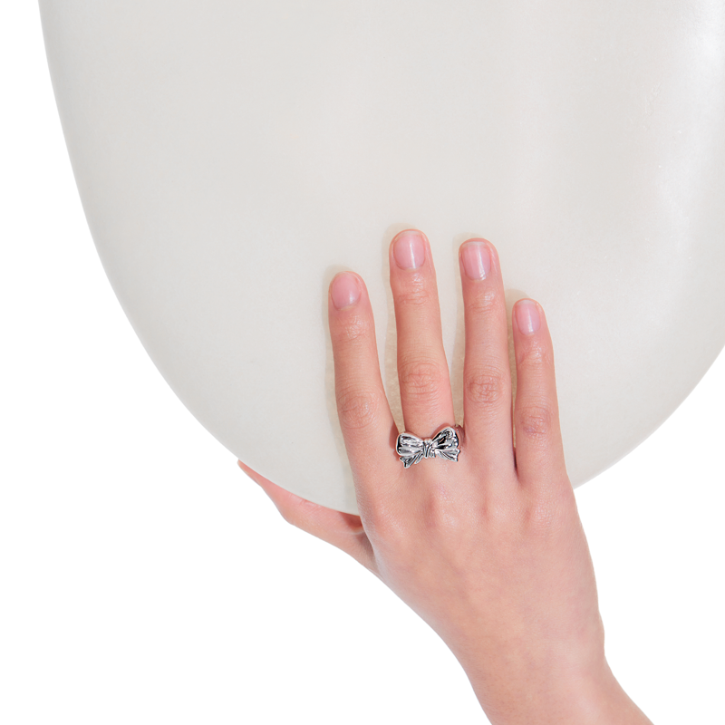 YVMIN尤目x SHUSHUTONG经典蝴蝶结S925银印章戒指_虎窝淘