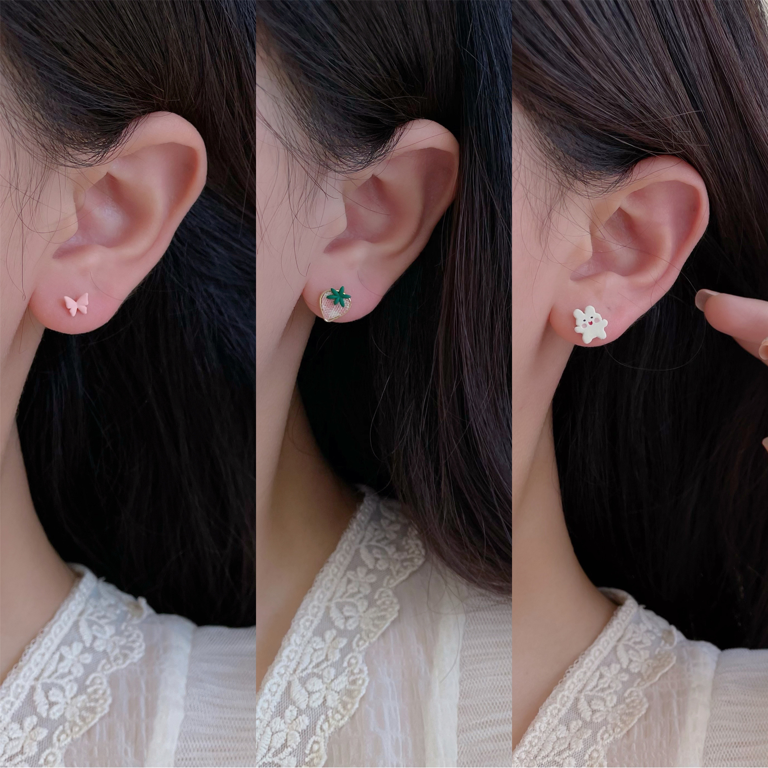 S925纯银针可爱耳钉套装2021年新款潮ins风小巧精致甜美学生耳环_虎窝淘