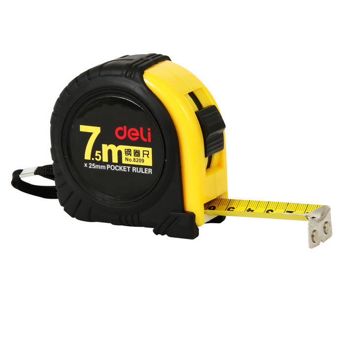 得力8208卷尺3m/5m/7.5m钢卷尺5m×19mm加宽型全包胶防滑耐摔磁铁_虎窝淘