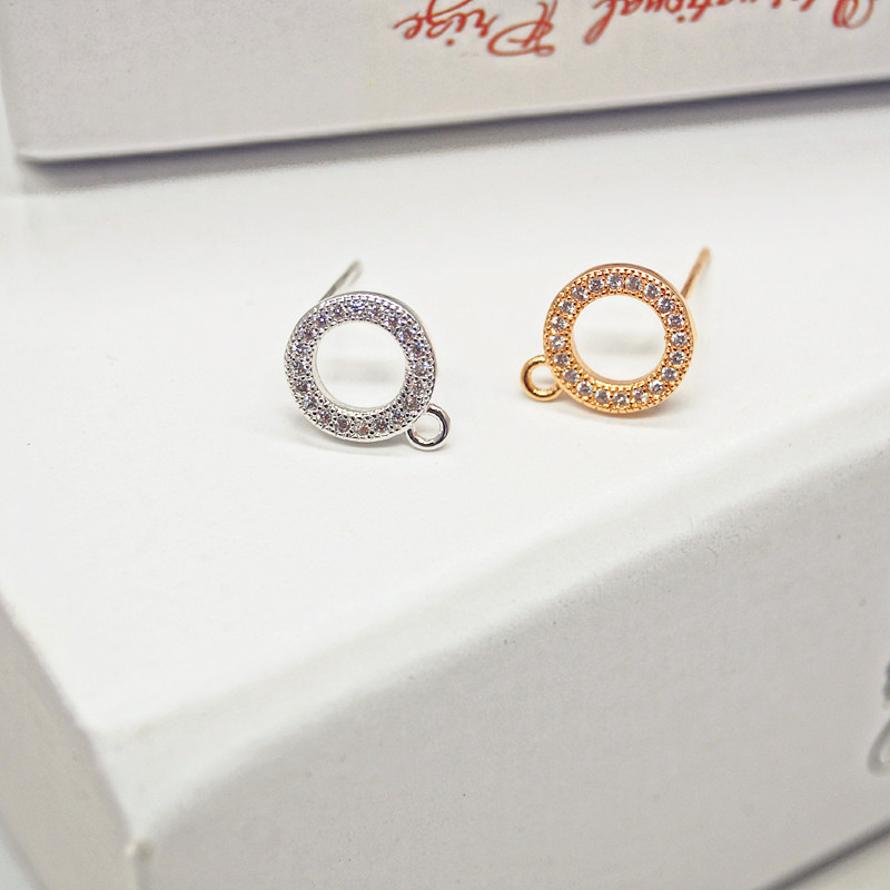 diy防过敏纯银耳钉配件 S925银耳针锆石女耳环装饰制作材料_虎窝淘