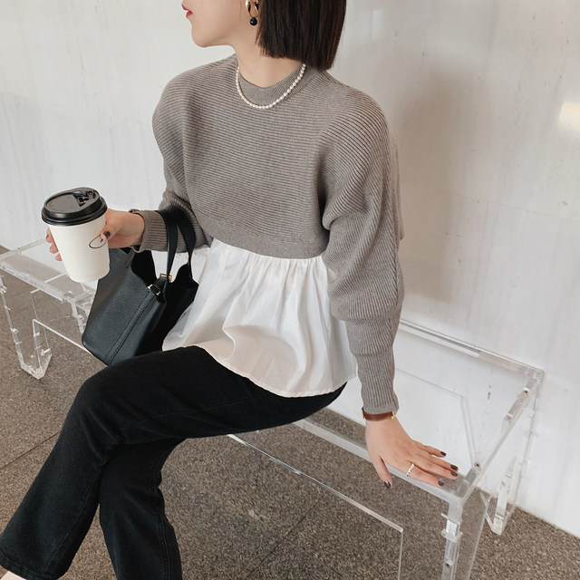 Misslady Japanese ruffled spliced sweater for women in autumn and ...