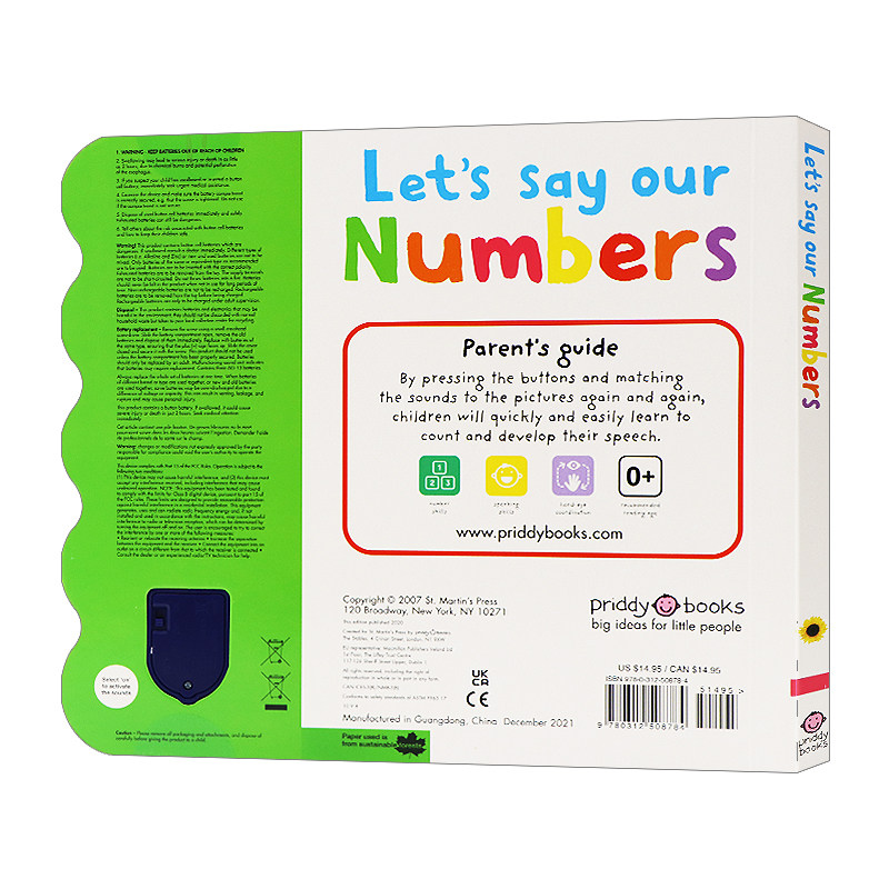1-10数字发声书英文原版绘本 Simple First Words Let'S Say Our Numbers 0-3岁发声书亲子互动认知 ...