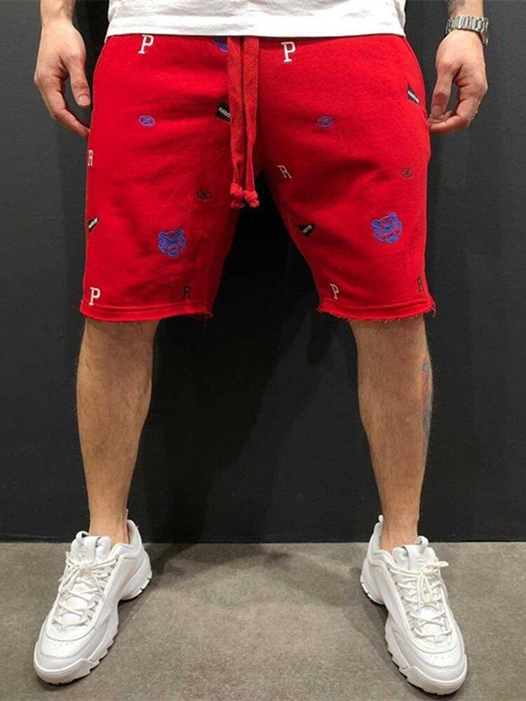 nds Brand Shorts Male Beggar Shorts Embroidered Fashion 5 Pi_虎窝淘