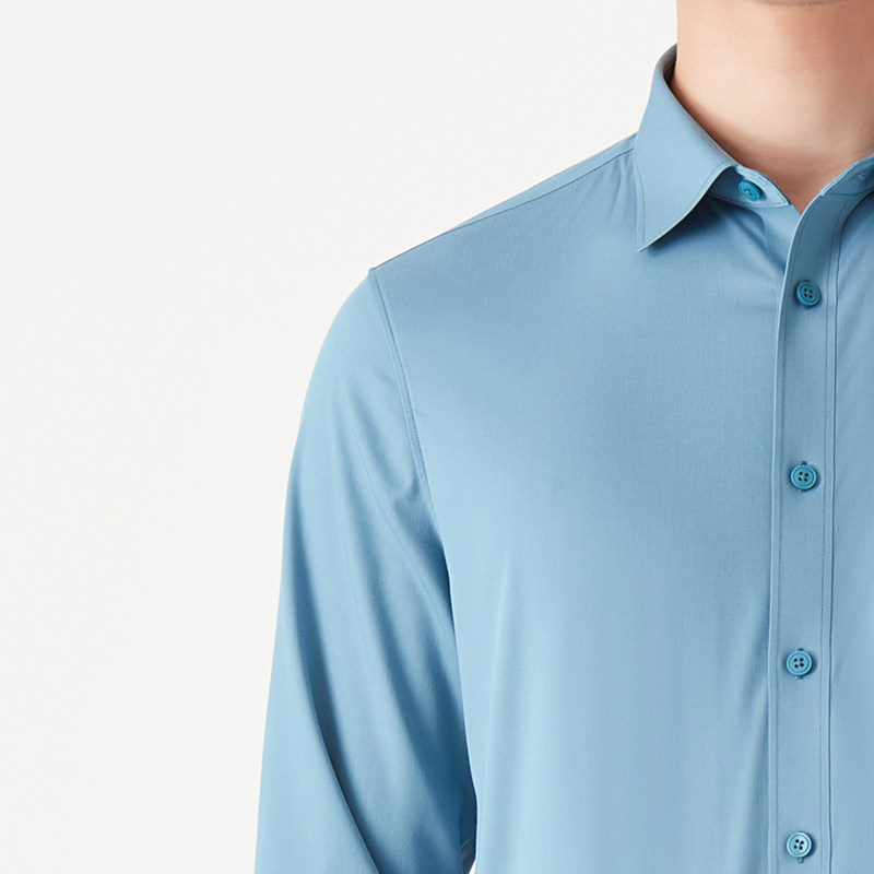 【精致商务】CANUDILO/卡奴迪路男士长袖衬衫纯色商务上班衬衣男_虎窝淘