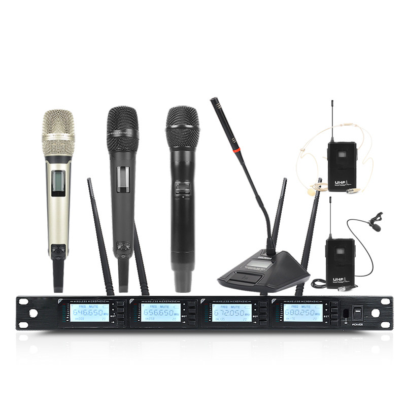 HALFSun/影巨人 ST-2004无线话筒一拖四专业U段调频婚庆舞台演出KTV教学会议专用鹅颈领夹耳麦头戴式麦克风_虎窝淘