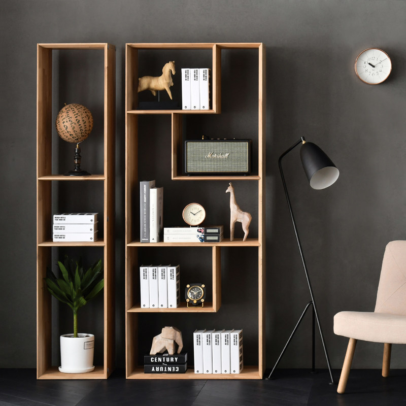 JOLOR进口北欧现代简约实木家具 SHELF橡木书架收纳置物架_虎窝淘