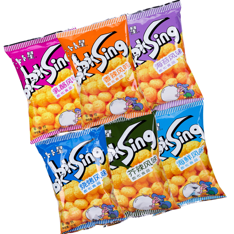 卜卜星烧烤80后经典怀旧小吃童年回忆膨化零食品50g*10包网红小吃_虎窝淘