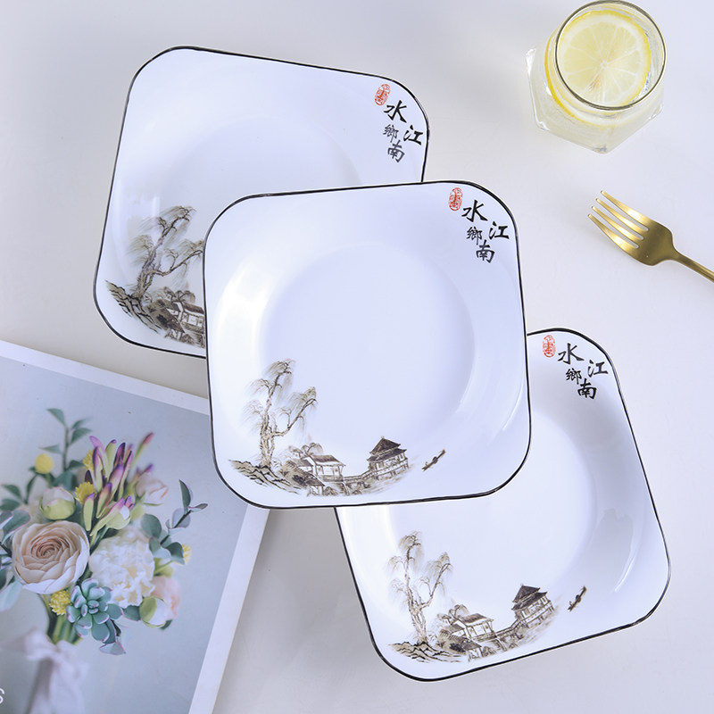 6/8个装陶瓷方盘菜盘家用创意北欧盘子方形如意盘可微波炉特价盘_虎窝淘