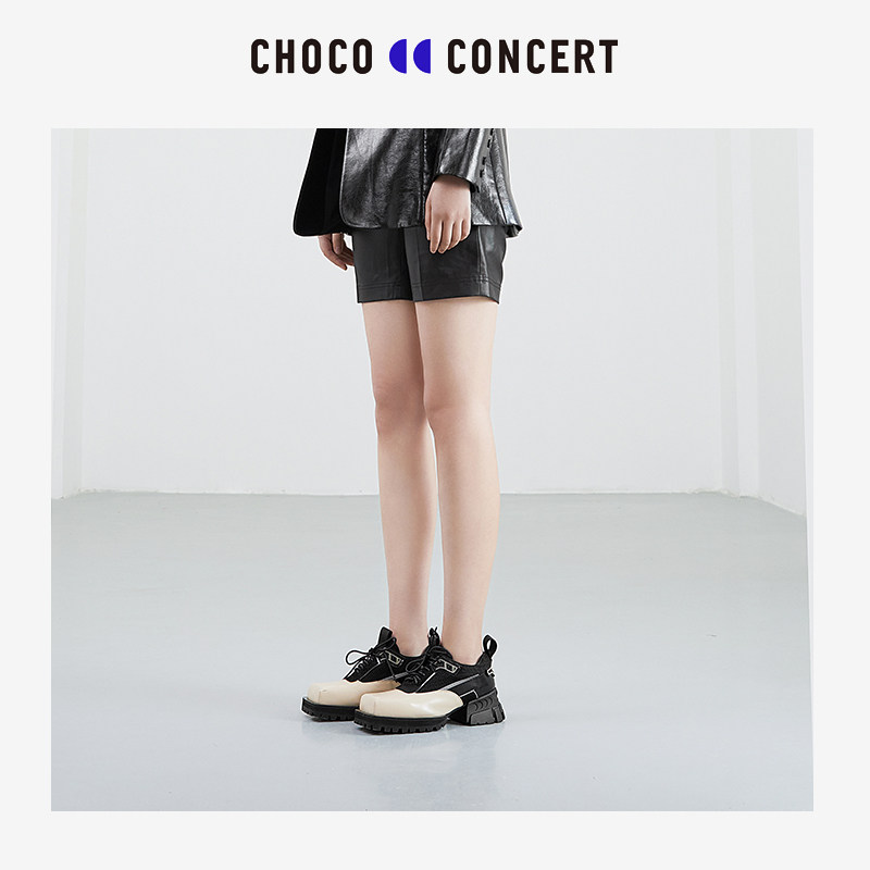 CHOCO CONCERT设计鞋履丨夏季新款方头网面拼接皮鞋多色单鞋_虎窝淘
