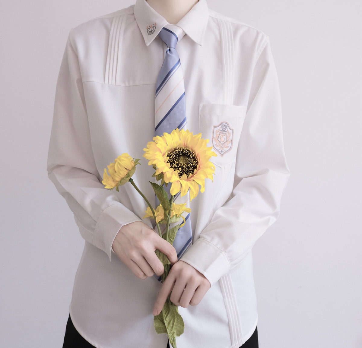 【刺篇】原创JK/DK制服正版新款日系学院风黑白色刺绣长袖衬衫_虎窝淘