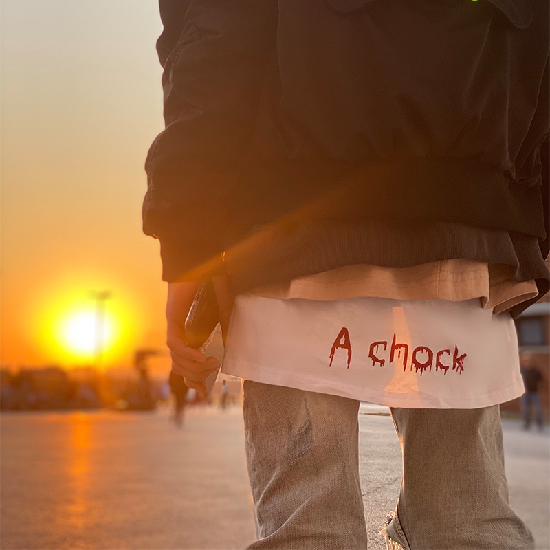 【Achock官方店】原创自主19高街前短后长印花潮开叉下摆打底长袖_虎窝淘