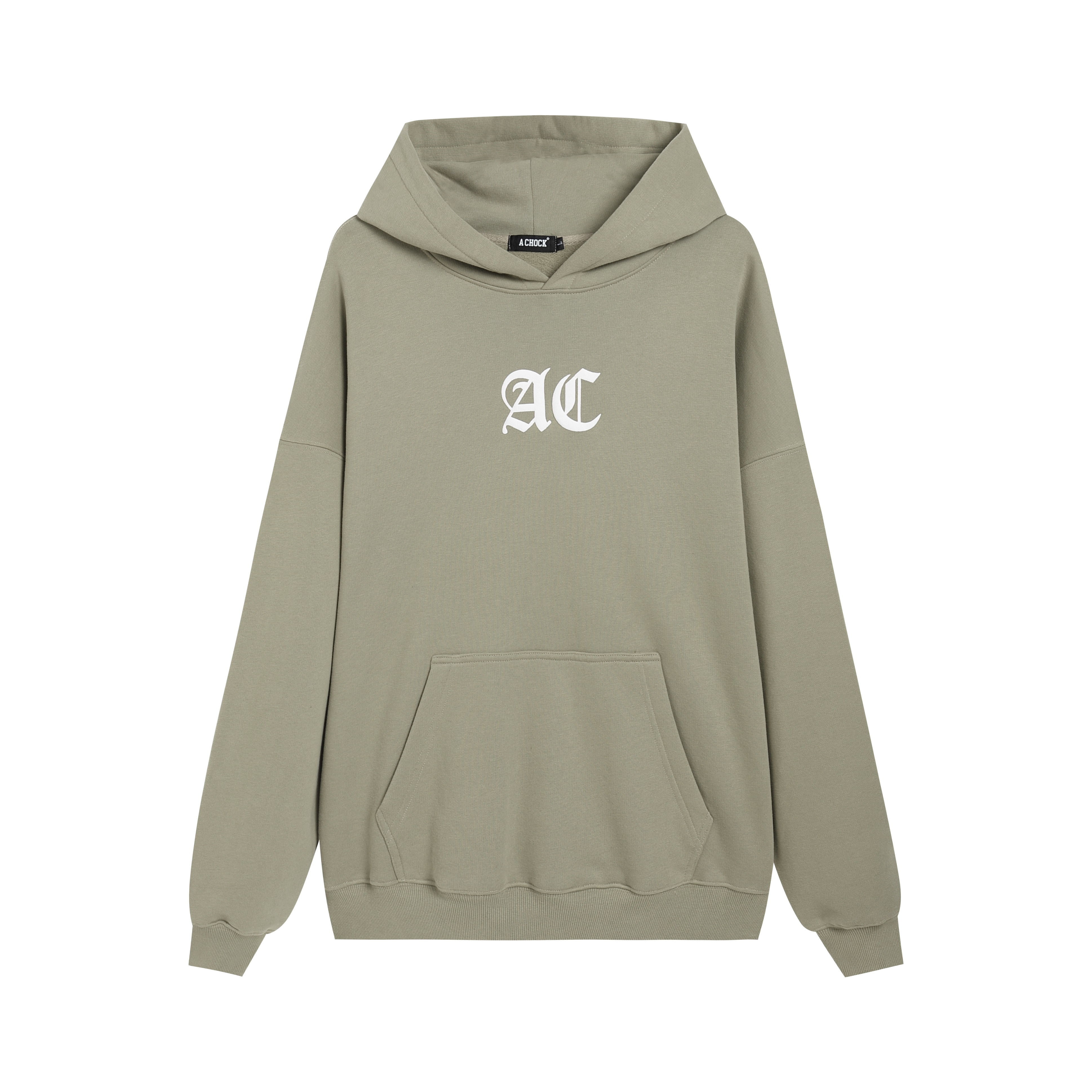 Achock原创潮牌基础ac泡印连帽卫衣美式嘻哈宽松休闲纯色情侣帽衫_虎窝淘