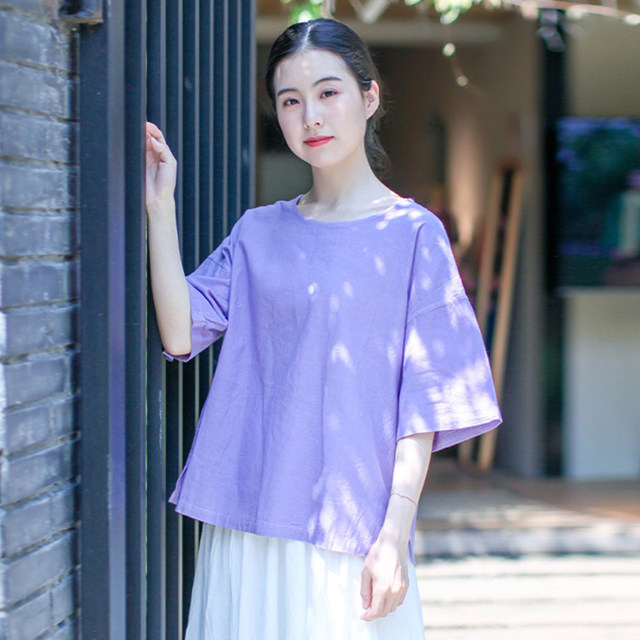 Zhaobentang cotton and linen top for women with high-end linen light ...