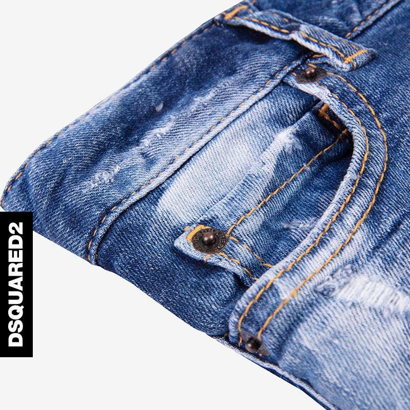 DSQUARED2/D2次方春夏潮ins修身小脚显瘦破洞补丁牛仔裤女_虎窝淘