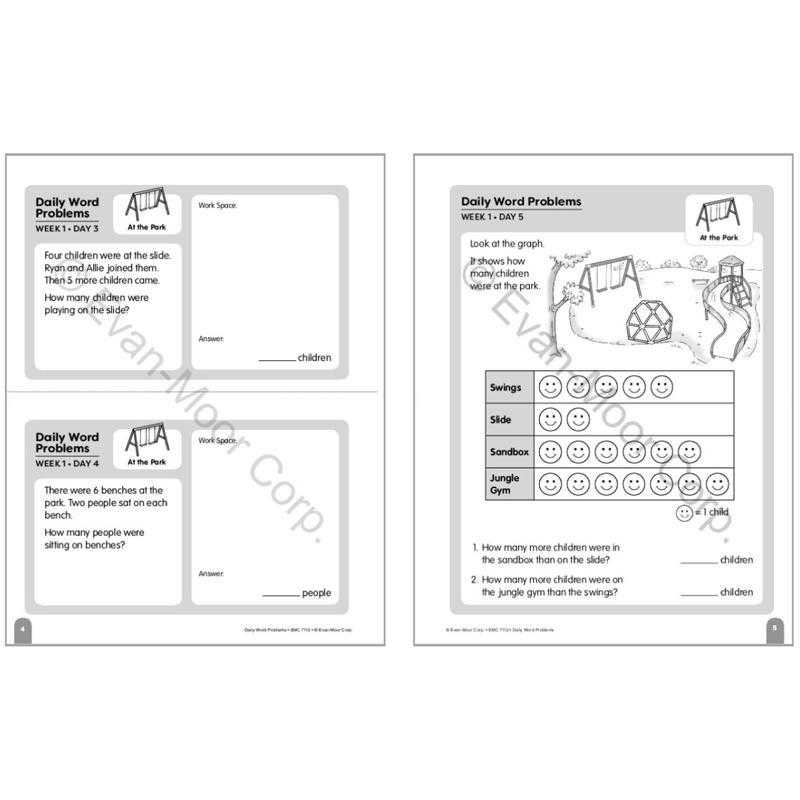 Evan-Moor Daily Word Problem Math（2019版） Grade 2 SE每日练习系列数学应用二年级作业本美国加州 ...