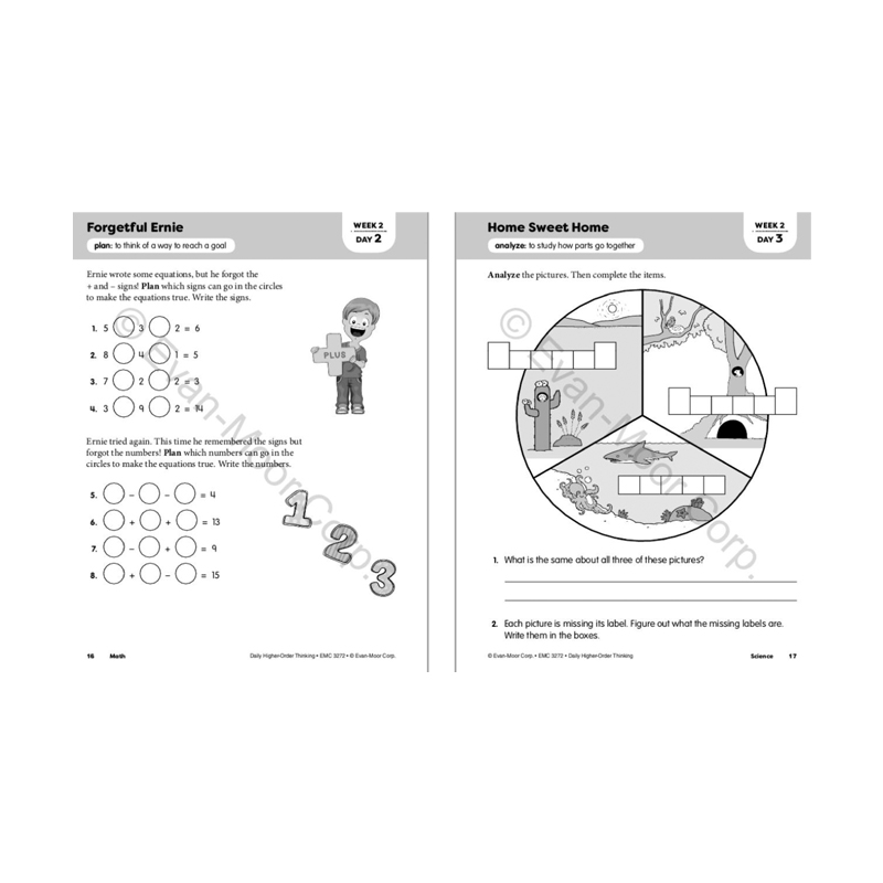 Evan-Moor Daily Higher-Order Thinking G2 SE 每日练习系列 高阶思维 二年级 无答案作业本 美国加州 ...