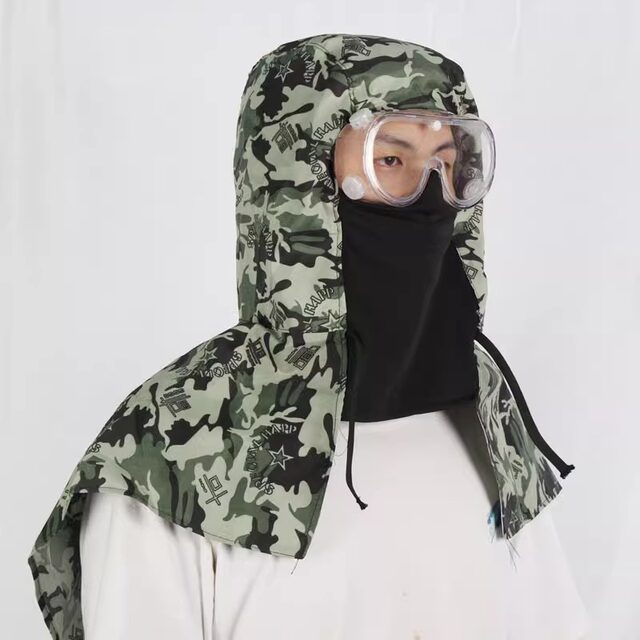 Denim shawl dustproof hat anti-fog integrated labor protection hood ...