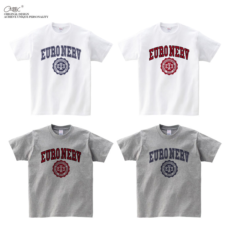 EURO NERV宽松圆领学院风t恤EVA短袖日系潮牌_虎窝淘