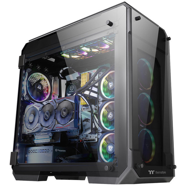 Tt desktop computer water-cooled main chassis View 71 RGB four-sided ...