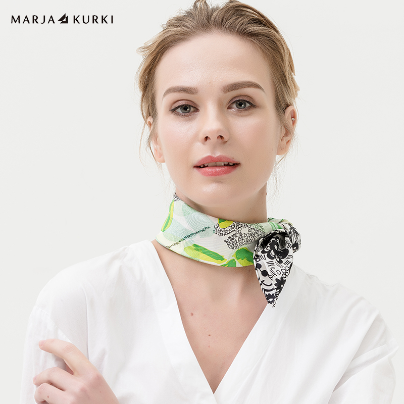 MARJAKURKI玛丽亚古琦小方巾丝巾女绑包搭配衬衫领巾真丝围巾礼盒_虎窝淘