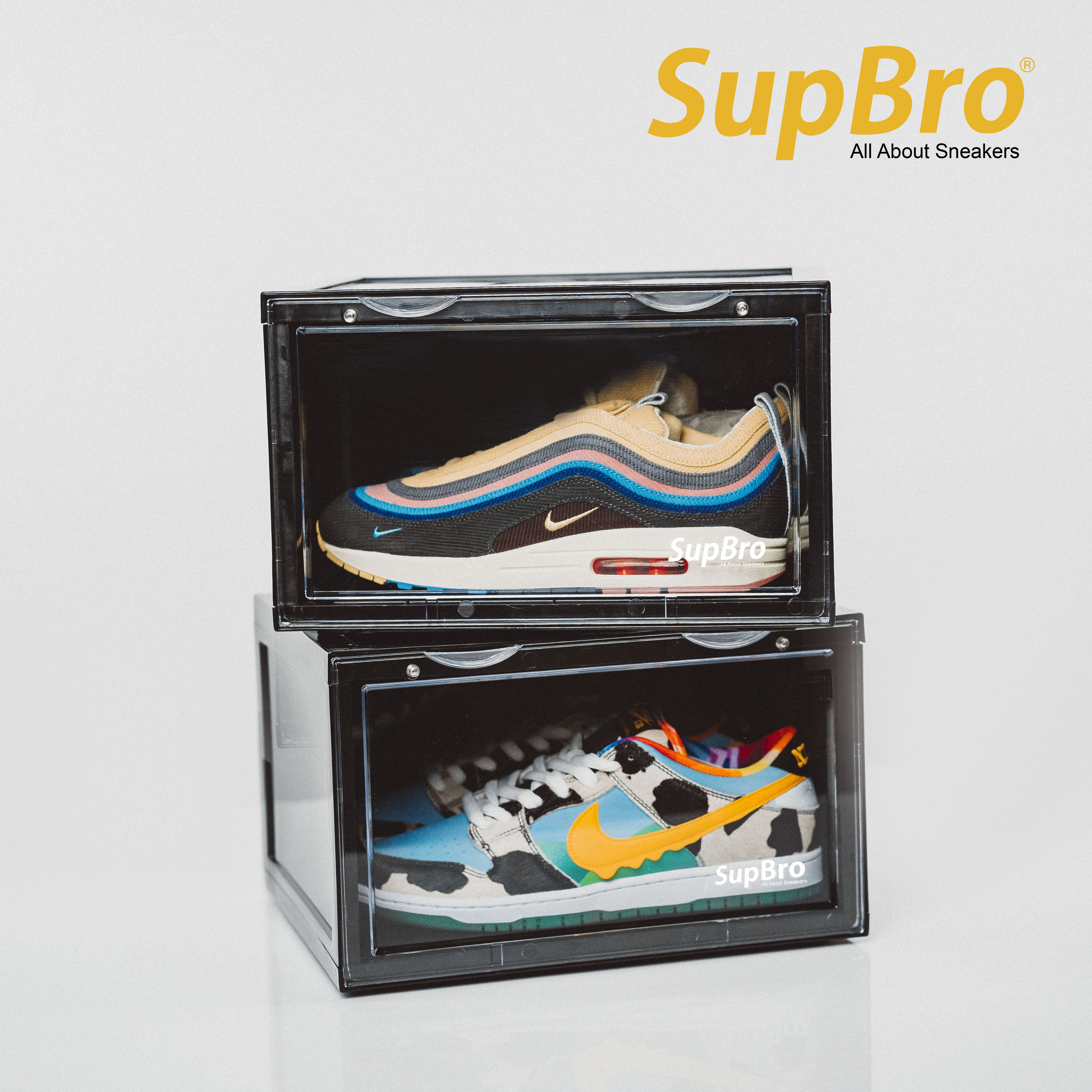 【官方正品】SupBro侧开防尘鞋盒网红收纳盒塑料盒收藏+展示鞋柜_虎窝淘