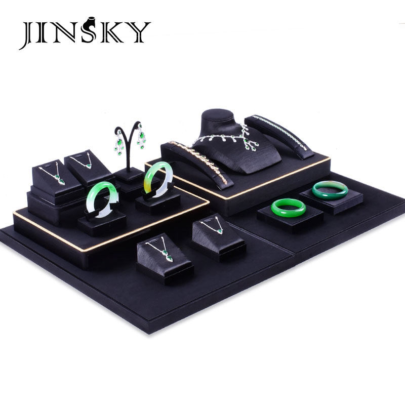 JINSKY/今仕爵黑色珠宝展示道具套装翡翠玉器耳环戒指项链手镯架_虎窝淘