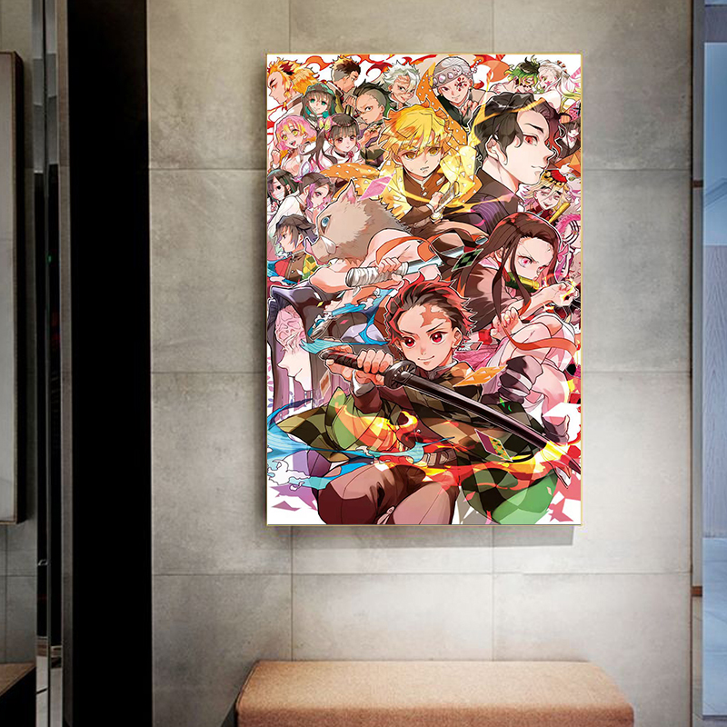 鬼灭之刃灶门炭治郎炼狱杏寿郎炎柱 diy数字油画填色手绘装饰画_虎窝淘