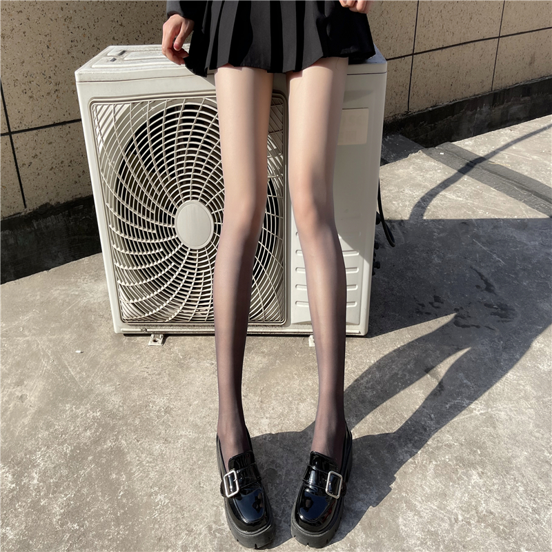 渐变色丝袜女辣妹性感黑丝纯欲白丝jk薄款连裤袜复古灰色打底袜子虎窝淘