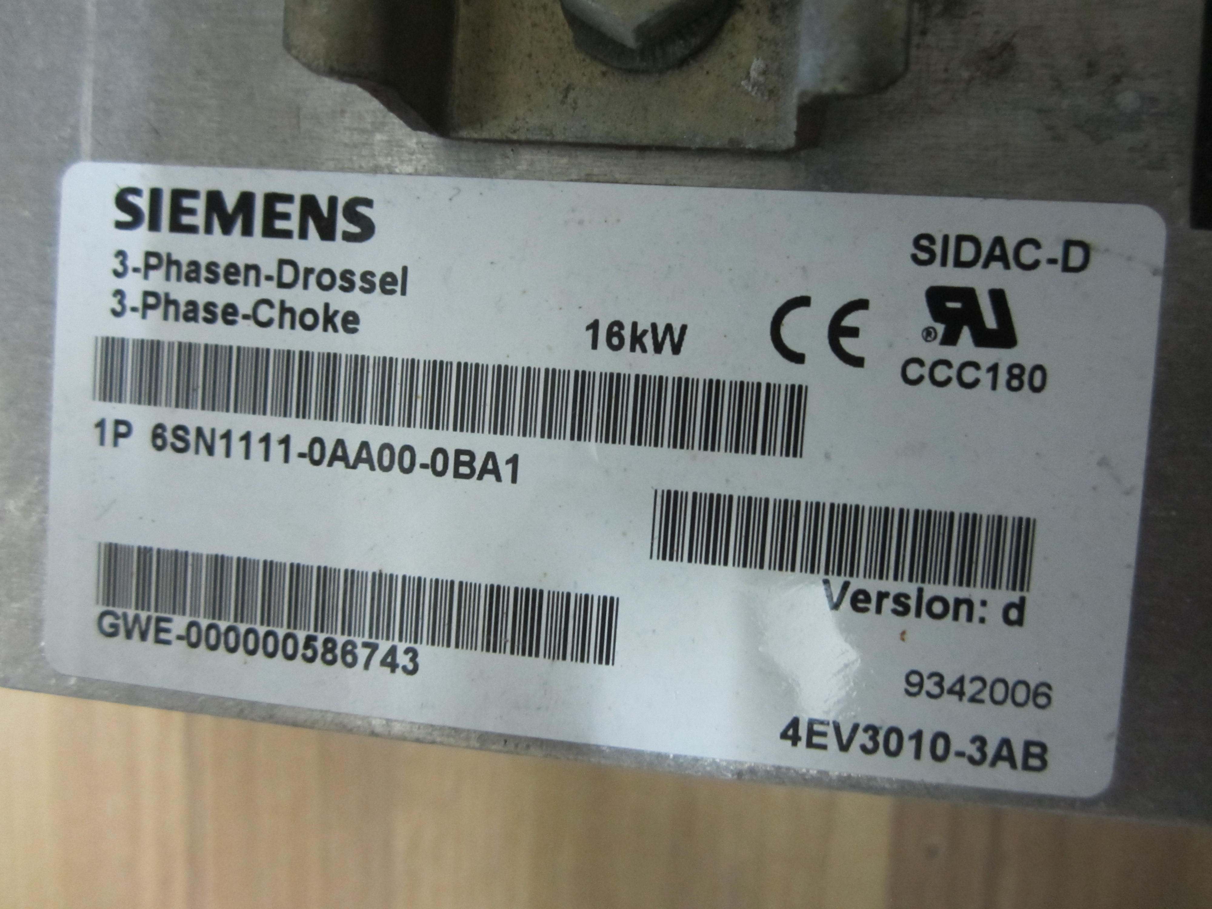 西门子数控电抗器 6SN1111-0AA00-0BA1成色新 16KW测试包好_虎窝淘