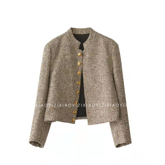 Maillard color CEALIEN classic plaid tweed small fragrant jacket for ...