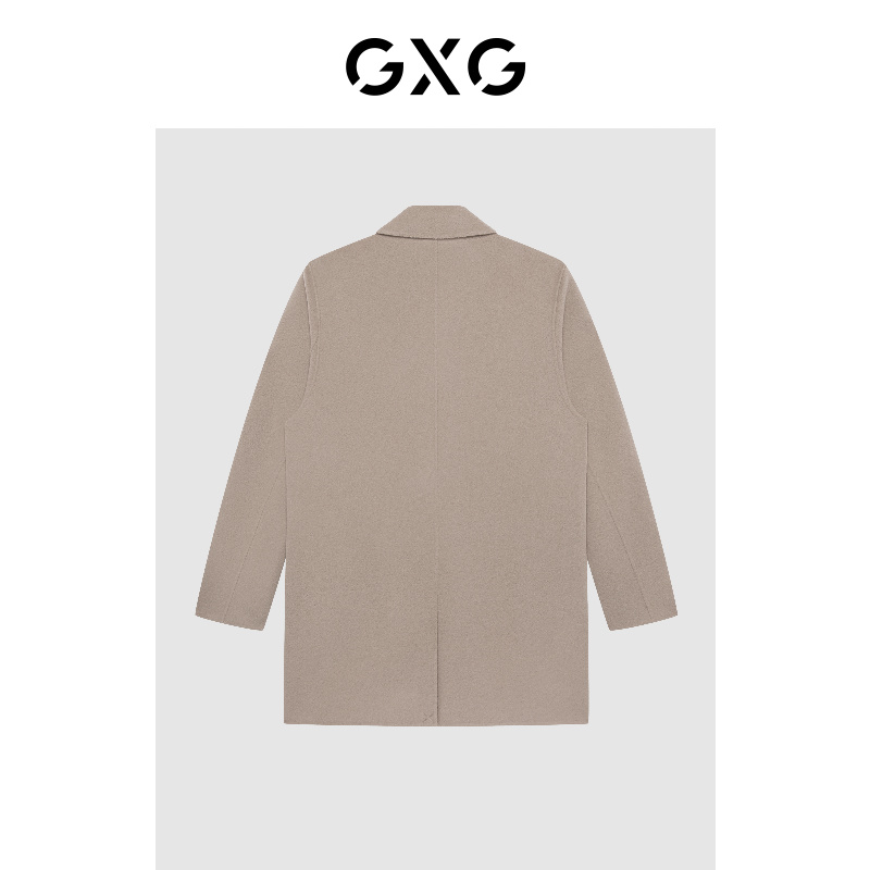 GXG男装[新尚]【生活系列】冬新品商场同款棋盘格系列浅卡其大衣_虎窝淘