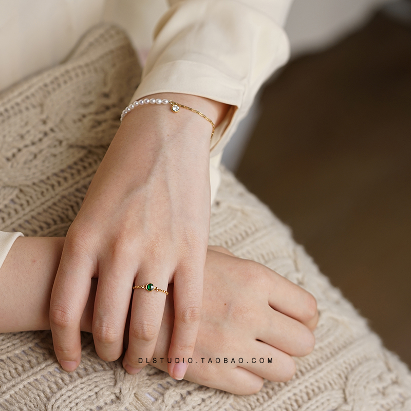 DL天然珍珠手链女夏小珠简约百搭ins小众原创设计14k包金女生闺蜜_虎窝淘