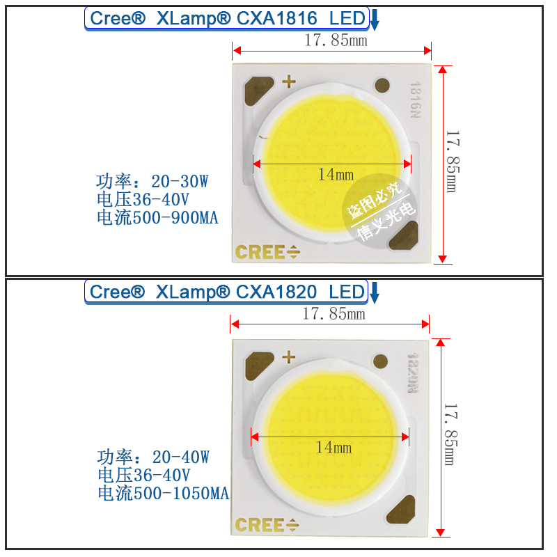 科锐CREE CXA1816 1820 COB灯珠20W30W筒灯led光源高显指射灯芯_虎窝淘