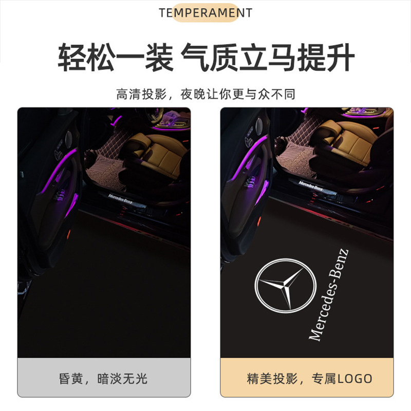 奔驰车门迎宾灯适用S级E级E260L E300L新C级 GLS GLE GLC投影灯_虎窝淘