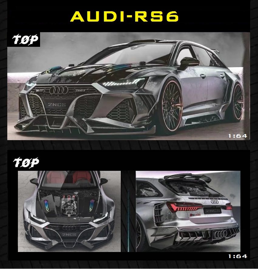 Top Models限量版1:64暴改版奥迪RS6爆改收藏摆件合金汽车模型_虎窝淘