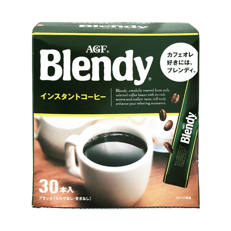 日本进口AGF黑咖啡粉blendy无添加速溶纯浓郁2g*30条装小包装健身_虎窝淘