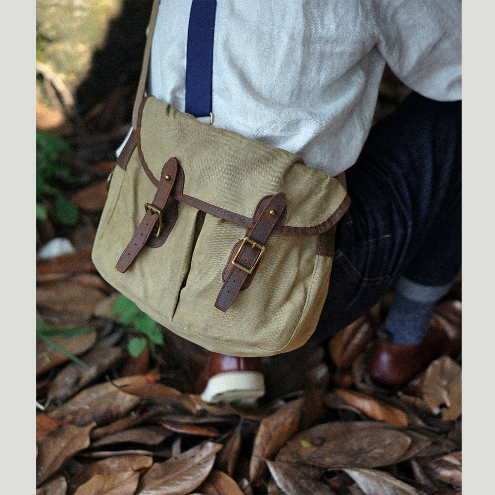Waxed Canvas Field Bag上蜡帆布单肩斜跨包二色(特价处理）_虎窝淘