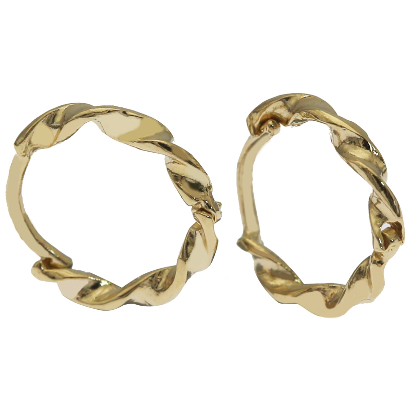 白小C韩国进口黄金14K/10K金耳环耳饰纽花波浪素圈光圈耳扣耳圈_虎窝淘