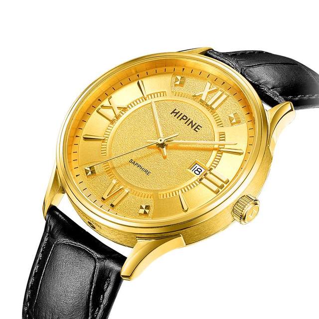 Golden Watch New Couple Watch Men's Business quartz watch retro Roman ...